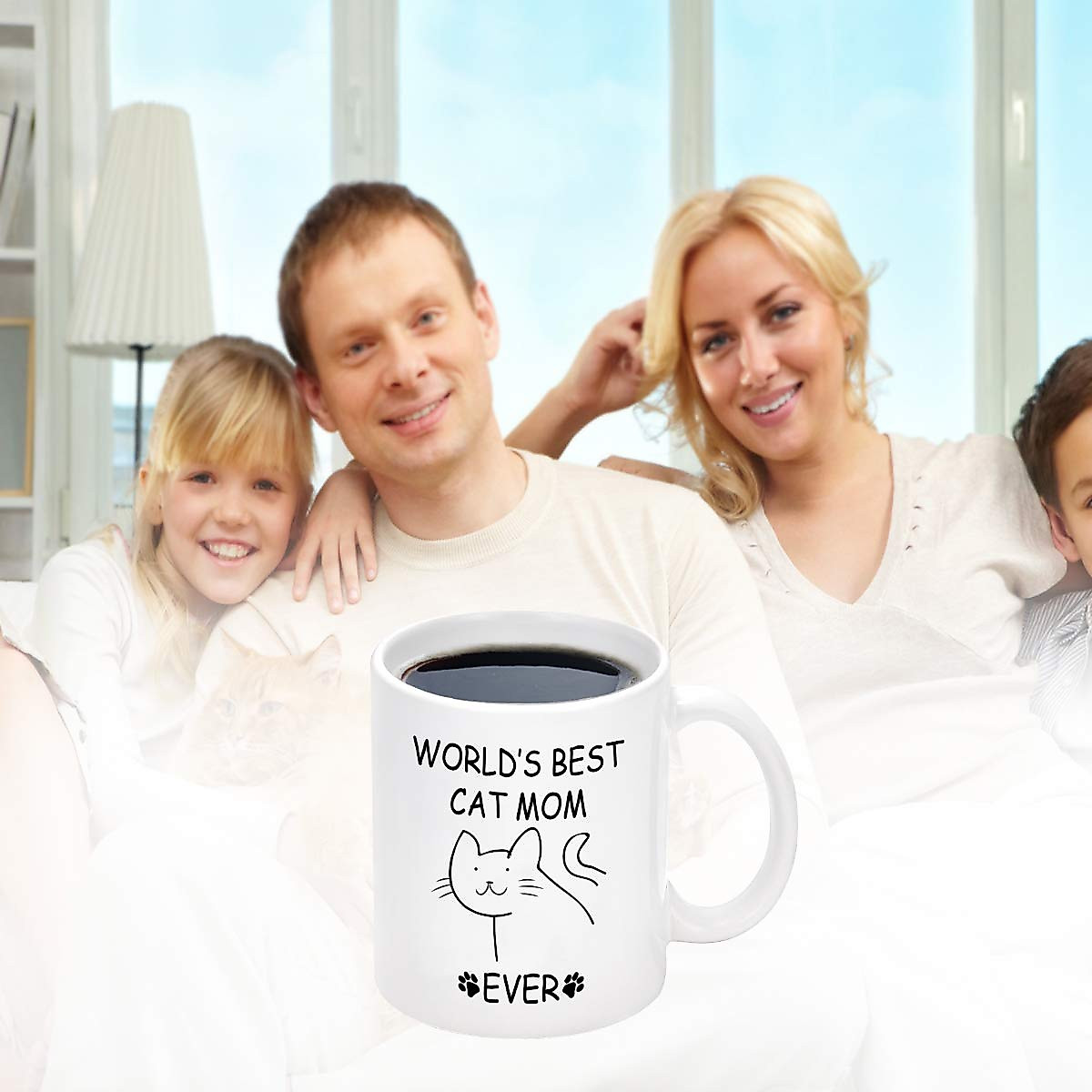 Cat Mom Gifts Worlds Best Cat Mom Ever Mug - Cat Lover Gifts for Women - Birthday Gifts for Cat Lovers for Women - Cat Gifts for Cat Lovers - Mothers Day Gifts for Cat Mom - 11Oz Cat Mom Coffee Mug