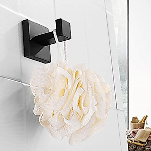 MOKIUER Towel Hooks for Bathroom Bath Robe Hook,Towel Holder Towel Hanger Coat Hooks Sponges Hangers Wall Mount Heavy Duty for Kitchen Garage Cabinet Closet Door,Matte Black,4 Pack