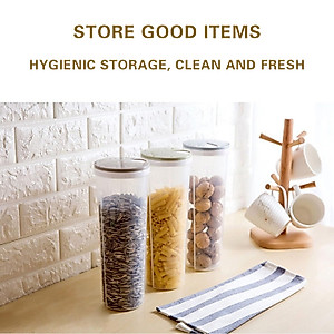 COMZPLIFE 3.2L Plastic Spaghetti Food Storage, Tall Pasta Jar organizer with Controllable Lid For Flour, Sugar, Pasta, Cereal and Noodles (2Pcs)