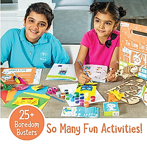Open The Joy Rainy Day Activities for Kids, Activity Bag Includes Wooden DIY Project, Card Games, Activity Booklet, Craft kit for Kids Ages 4+