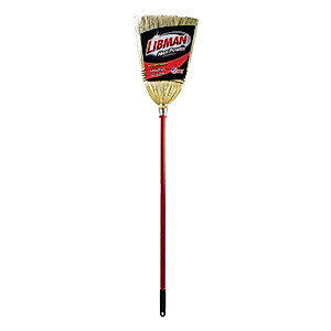 Libman 502 Big Corn Broom with 100% Broomcorn Fiber, 12" Sweep Surface