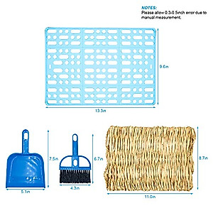Roundler Bunny Cage Mats, 3 Pieces Rabbit Plastic Floor Pads and 3 Pieces Grass Woven Bed Mats Small Animal Feet Pads Bed Nest Mats for Bunny Hamster Rat Chinchilla Guinea Pig Cats Dogs (3 Colors)