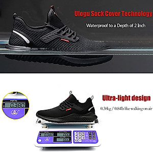 Steel Toe Shoes Men Waterproof Lightweight Work Sneakers Safety Athletic Alloy Roofing Construction Composite Indestructible Warehouse Tennis Zapatos de Trabajo para Hombres seguridad Acero Black