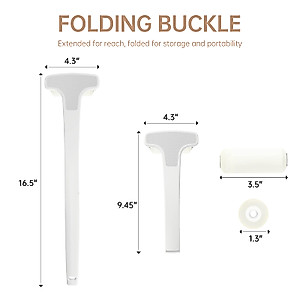 KUMSANITE Lotion Applicator for Back & Body with Folding Curved Long Handle for Any Lotions Sunscreen Cream Medication Ointment for Women Men, 2 Replaceable Foam Rollers with Bracket (White)