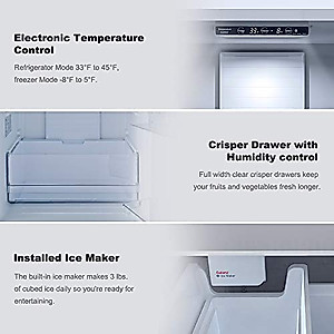 Galanz GLR12BS2K16 Bottom Mount Freezer Refrigerator, Three Doors Fridge, 12.3 Cu.Ft, Stainless Steel