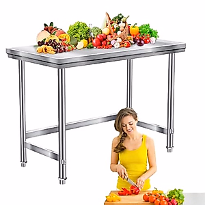 Food Prep Table,24x20x31 Inches Household Stainless Steel Prep Table | Kitchen Furniture Anti-Rust for Cafeterias, Clean Rooms, Hotels, Hospitals