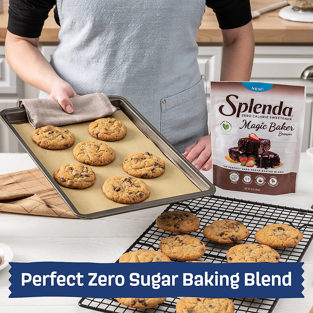 SPLENDA Magic Baker Brown Zero Calorie Plant Based Granulated Baking Blend with Stevia, Erythritol and Allulose – Zero Sugar, Keto Friendly, 1lb (16 oz) Pouch (Pack of 1)