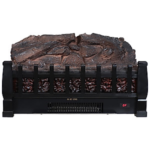Sunnydaze Elegant Embers 20.25-Inch Faux Log Electric Fireplace Insert Heater - 110V -Remote Control Included
