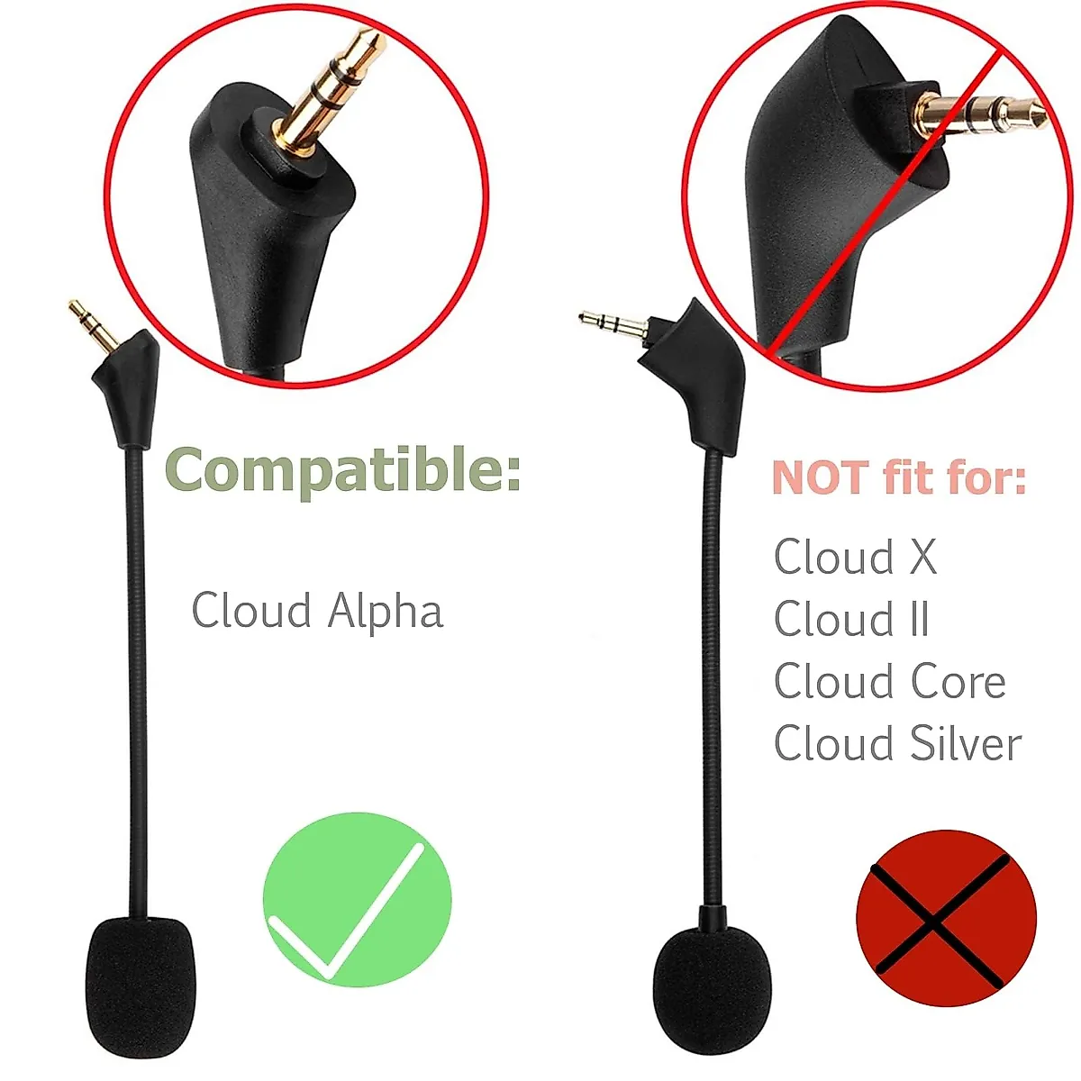 Alpha Microphone Accessories Compatible with Kingston HyperX Cloud Alpha Gaming Headset, 3.5mm Audio MIC Work for PS4, Xbox One, Nintendo Switch, Computer PC Gaming
