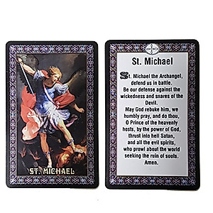 Catholic SET of 10 Holy Prayer Cards - New Plastic material! St Benedict St Jude St Michael St Christopher Holy Family L of Guadalupe L of Miraculous L of Grace L undoer of Knots Divine Mercy