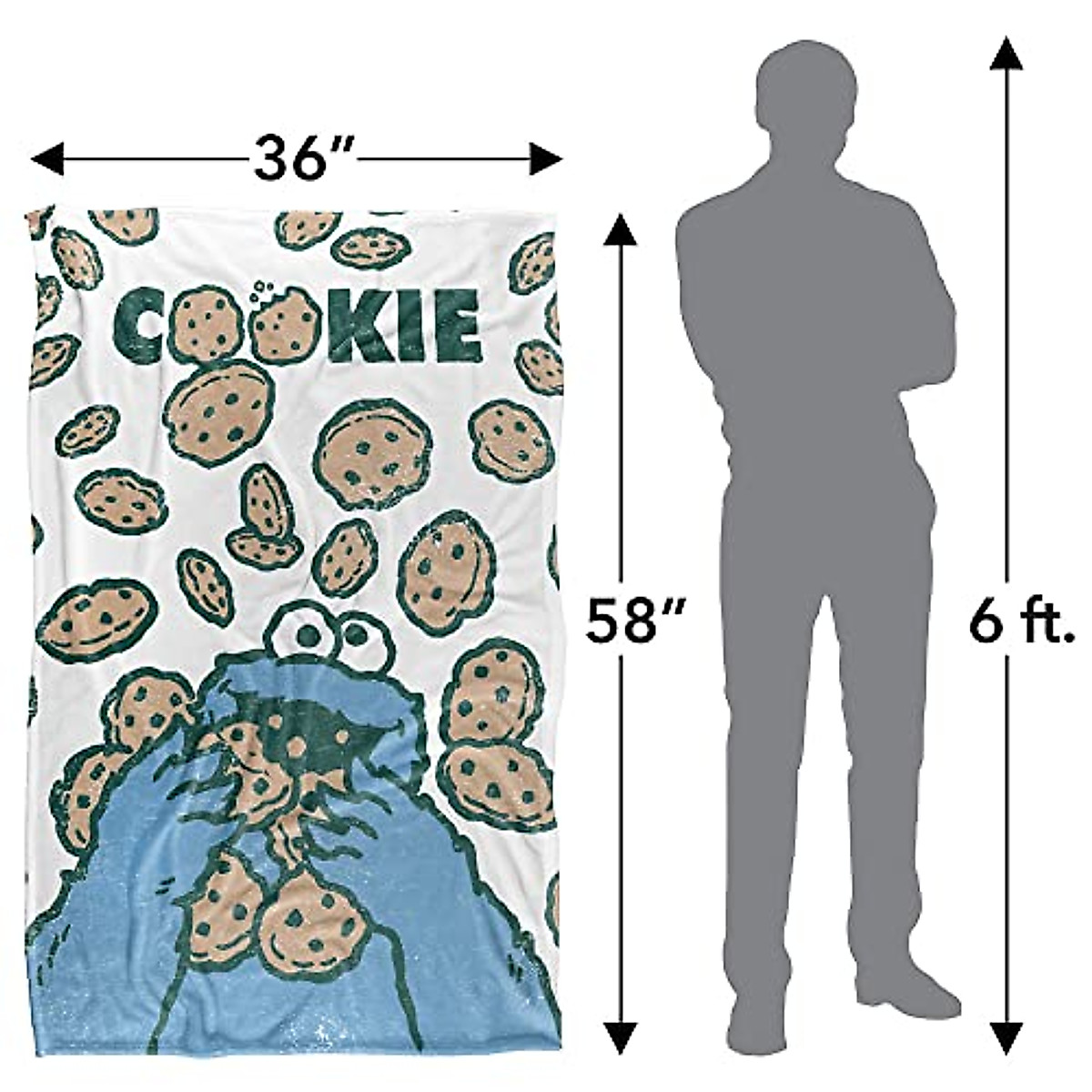 Sesame Street Cookie Crumble Silky Touch Super Soft Throw Blanket 36" x 58"