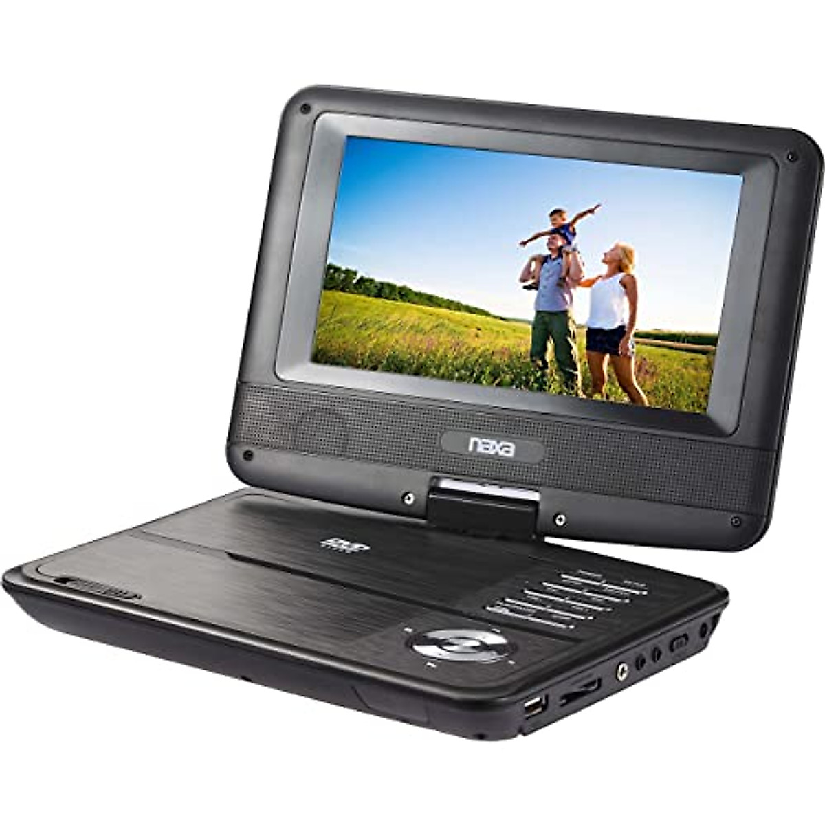 NAXA Electronics NPD-703 7-Inch TFT LCD Swivel Screen Portable DVD Player - Black lacquer