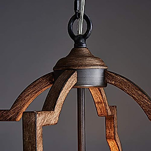 Saint Mossi 4-Lights Wooden Finish Farmhouse Chandelier Light Fixture,Rustic Globe Chandelier Style,Globe Pendant Light Farmhouse Pendant Light Fixtures,H22 x D20,Chain Adjustable