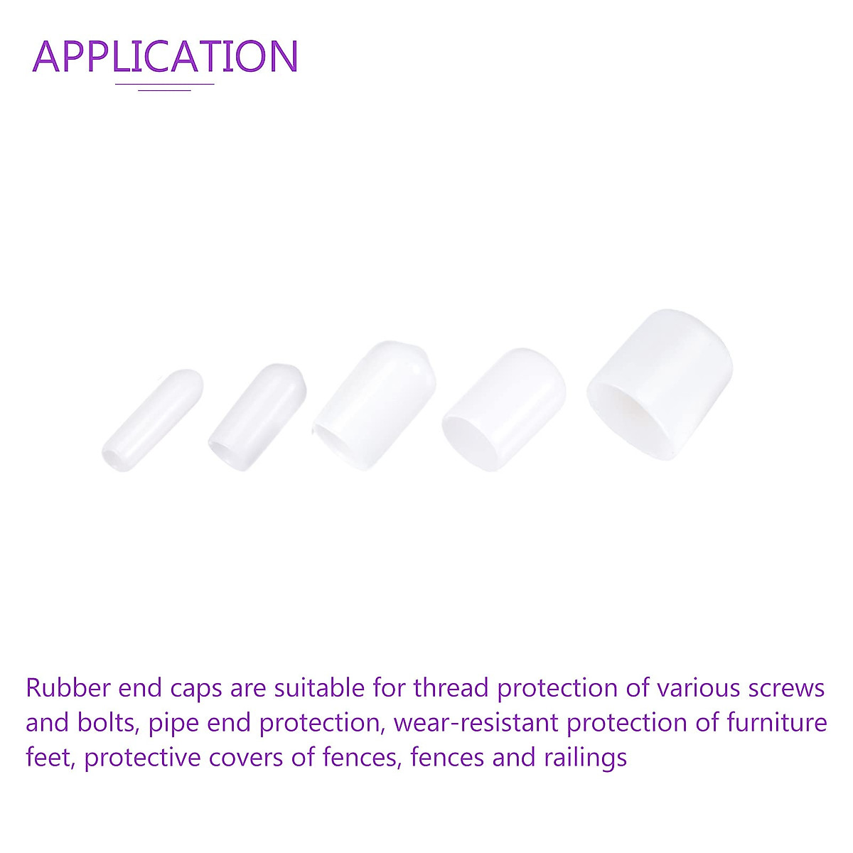 DMiotech 50 Pack 1/8" 3/16" 1/4" 5/16" 3/8" ID White Screw Thread Protectors Rubber End Caps Bolt Covers for Screw Bolt Furniture Pipe
