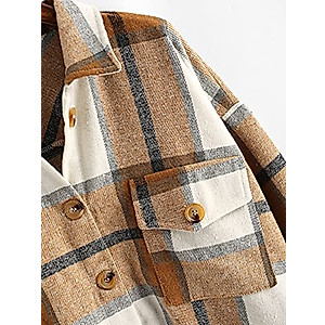 ZAFUL Shackets for Women 2022 Oversized Flannel Shirts for Women Plaid Jackets