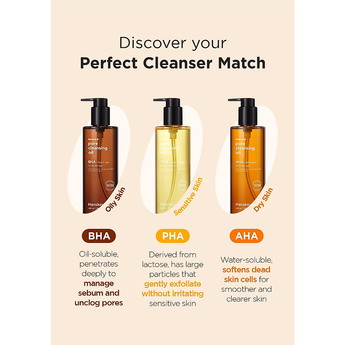 Hanskin BHA Pore Cleansing Oil, Gentle Blackhead Cleanser and Makeup Remover for Combination and Oily Skin, Korean Skincare [BHA/10.14 oz]