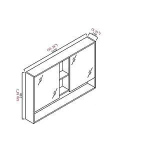 Fine Fixtures Surface Mount 45" Bathroom Medicine Cabinet, Shadow Gray