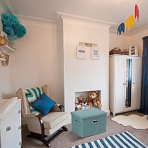 TERRYYO Large Collapsible Storage Bins with Lids - Fabric Storage Bins with Lid Decorative Storage Boxes with Lids Organizer Containers Baskets Cube with Cover for Home Bedroom Closet Office Nursery