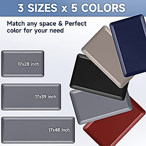 StepRite 4/5 Inch Thick Kitchen Mat Anti Fatigue Mat Kitchen Rugs Kitchen Decor Non-Slip, Stain Resistant, Waterproof Kitchen Mats Desk Mat for Kitchen, Office, Workshop, Grey, 17'' x 28''