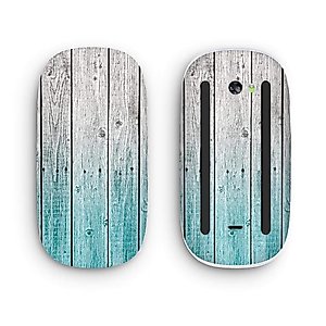 Design Skinz Trendy Teal to White Aged Wood Planks Vinyl Decal Compatible with The Apple Magic Mouse 2 (Wireless, Rechargable) with Multi-Touch Surface