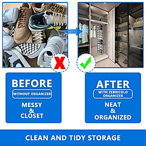 hanging shoe organizer , 12Section,shoe organizer,Ample Storage Space,college dorm essentials for girls,Heavy duty rack Up to 45 Pounds,closet organizers and storage,closet organizer,White/Black