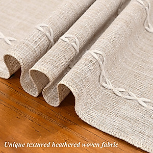 Wracra Rustic Linen Table Runner Farmhouse Style Table Runners 72 inches Long Embroidered Fall Table Runner with Hand-Tassels for Party, Dresser and Dining Room Decorations(Light Coffee, 13"×72")