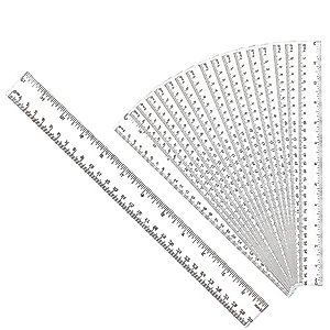 30PCS Clear Ruler Plastic Rulers 12 Inch, with Inches and Metric for School Classroom, Home, or Office (Clear)