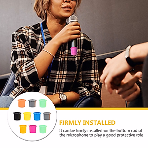 10pcs Shakeproof Anti- Rolling Wireless Handheld Microphone Protection Silicone Bottom Rod Sleeve Holder for KTV Device Random Color