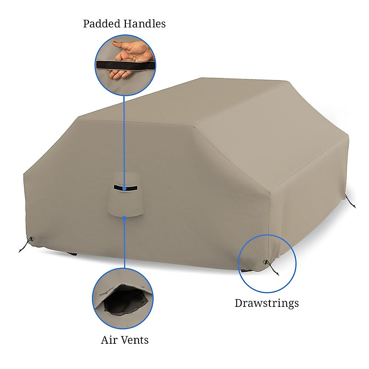 Covers & all Picnic Table Cover, 12 Oz Waterproof UV & Weather Resistant Protector, Outdoor Patio Table Bench Outside Furniture Cover with Air Vents & Drawstrings (72”L x 57”W x 30”H, Beige)