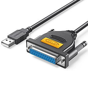 UGREEN 6ft USB to DB25 Parallel (25 Pin) Printer Cable Adapter 6FT Male to Female Connector DB25 IEEE 1284 Converter for Old Printer Support Windows 7/8/10/11/Mac/Linux