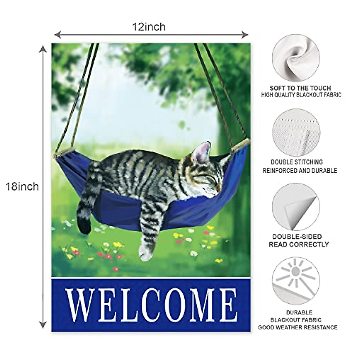 Welcome spring cat garden flags for outside 12x18, seasonal flags with cats double sided house flags, fall House Yard Lawn Decor Holiday Funny Garden Yard Decoration