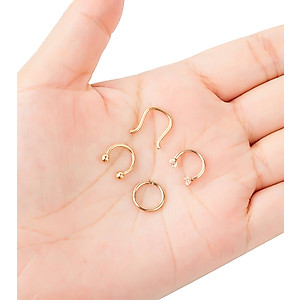 YOVORO 16G 3-4PCS 316L Stainless Steel Septum Piercing Nose Rings Hoop Cartilage Tragus Retainer Body Piercing Jewelry 8-10MM (e: 8pcs Silver-Tone+Rose Gold 8mm)