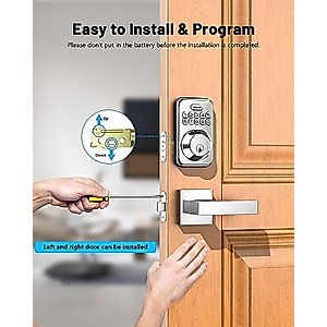 Zowill Keyless Entry Door Lock with 2 Lever Handles, Electronic Keypad Deadbolt, Auto-Locking, Anti-Peeping Password, Digital Smart Code Door Lock, Front Door Handle Sets, Satin Nickel