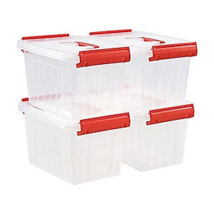 Yuright 3.5 Qt Plastic Bin with Lid, Latching Box Tote, 4 Pack