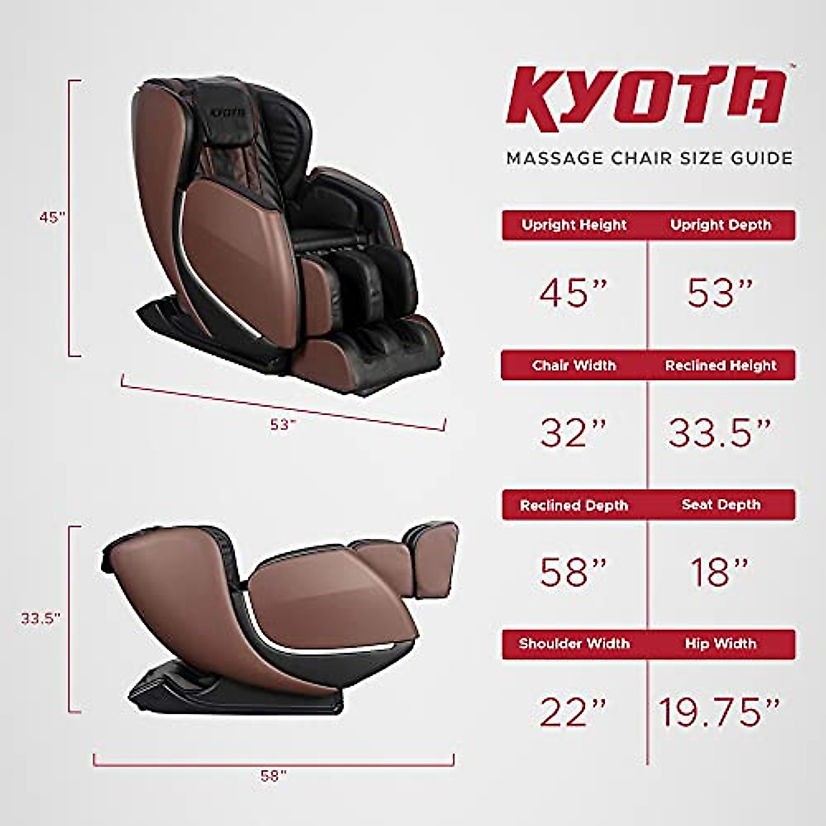Kyota E330 Kofuko Zero-Gravity Massage Chair (Brown), Featuring 9 Auto-Programs, 5 Massage Techniques, Full Air, Foot Roller, and Lumbar Heat, Great for At-Home Salon or Pedicure Chair