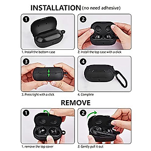 AIRSPO Case Designed for Galaxy Buds Plus Case (2020) / Galaxy Buds Case (2019) Full-Body Protective Skin with Keychain (Black)