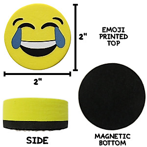 VIZ-PRO Magnetic Smiley Face Circular Whiteboard Eraser / 4 Pack of 2" Dry Erase Erasers