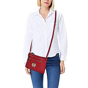 MKF 2 in 1 Crossbody Bags for Women, Wristlet Purse - Ladys Small PU Leather Messenger Handbag - Adjustable Strap Black