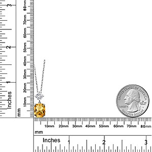 Gem Stone King 2-Stone Drop Necklace In 925 Sterling Silver with 10X8MM Cushion Gemstone Birthstone and 5MM White Moissanite | Pendant Necklace For Women | With 18 Inch Silver Chain