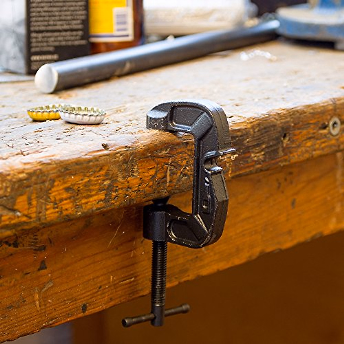 Suck UK Bottle Opener G-Clamp | Beer Bottle Opener & Beer Gifts For Men | Cast Iron Bar Accessories Or Man Cave Accessories | Novelty Bottle Openers & Kitchen Gadgets | Bar Supplies & Bartender Tools