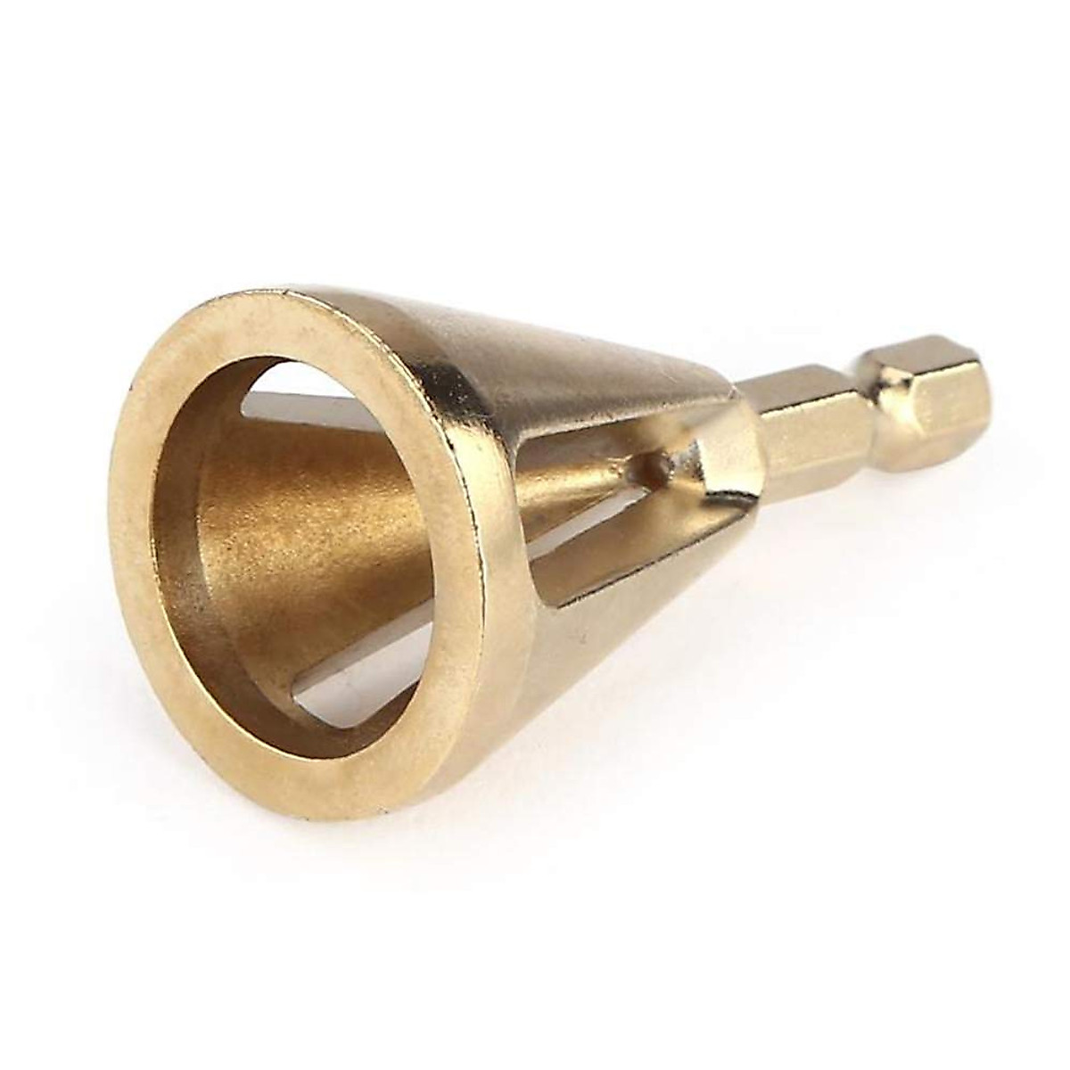 Deburring External Chamfer Tool Remove Burr Repair Drill Bit Bolt External, Quickly Repairs Damaged Bolts Deburring Outer Chamfer (Golden Hex Shank Six Slots)