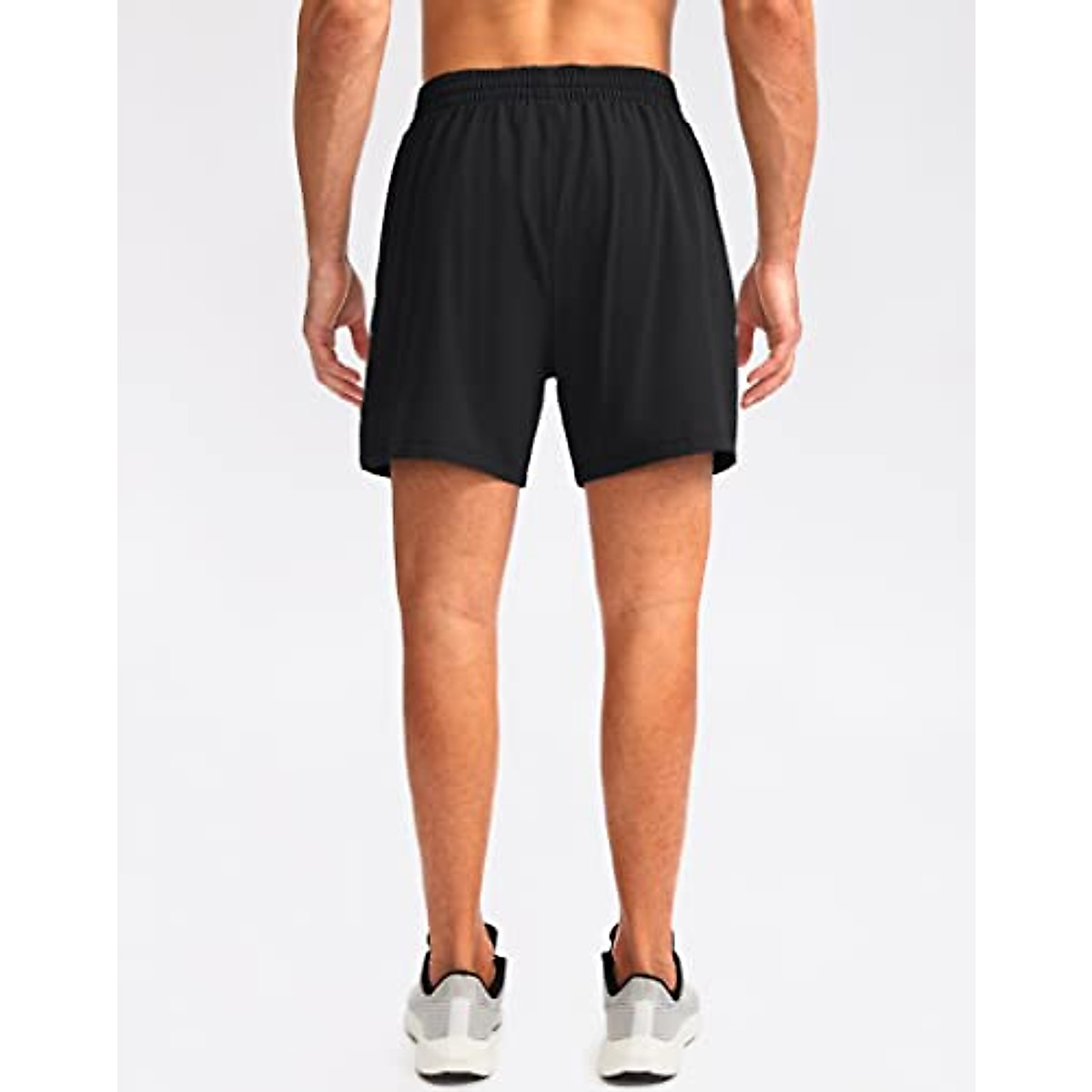 Pudolla Men's Running Shorts 5" Lightweight Gym Shorts for Men Workout Athletic Casual with Zipper Pockets(Black Large)