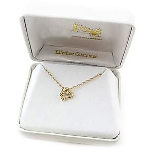 Small Diamond Heart Pendant Necklace, 10k Yellow Gold, 12k Green and Rose Gold Black Hills Gold 18 Inches