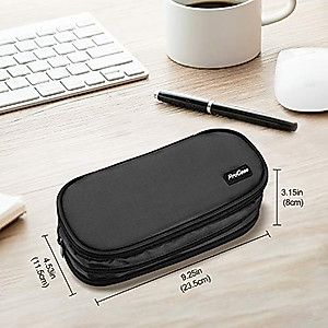 ProCase Big Capacity Pencil Case Pen Bag, Handheld Pencil Holder Pouch Pen Organizer Students Stationery Pouch with Durable Zipper Multi Compartments for School & Office Supplies –Black