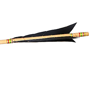 PG1ARCHERY Archery Wooden English Longbow Arrows Practice Targeting Arrow 5.8" Turkey Feathers Fletching with Bullet Points for Recurve & Traditional Bow Black, 12 Pack