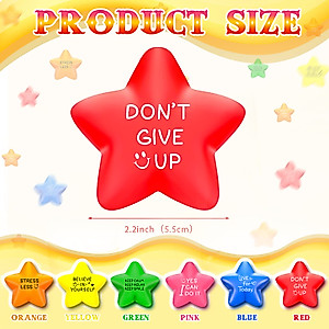 48 Pcs Motivational Star Stress Balls 2.2 Inch Stress Relief Ball with Quotes Colorful Foam Ball Inspirational Hand Exercise Toys for Relieve Anxiety Party School Carnival Reward (Bright Color)