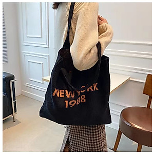Grunge Knitted Tote Bag Y2K Fairycore Letter Shoulder Bag Aesthetic Hobo Bag Indie Crossbody Bag Alt Purse Accessories (Beige)