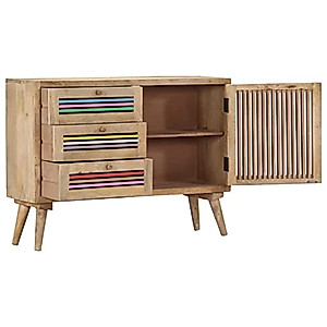 vidaXL Sideboard Buffet Kitchen Storage Cabinet with Doors Liquor Dining Room Hallway Cupboard Console Table Accent Cabinet Solid Wood Mango 59.1" x 11.8" x 29.5"