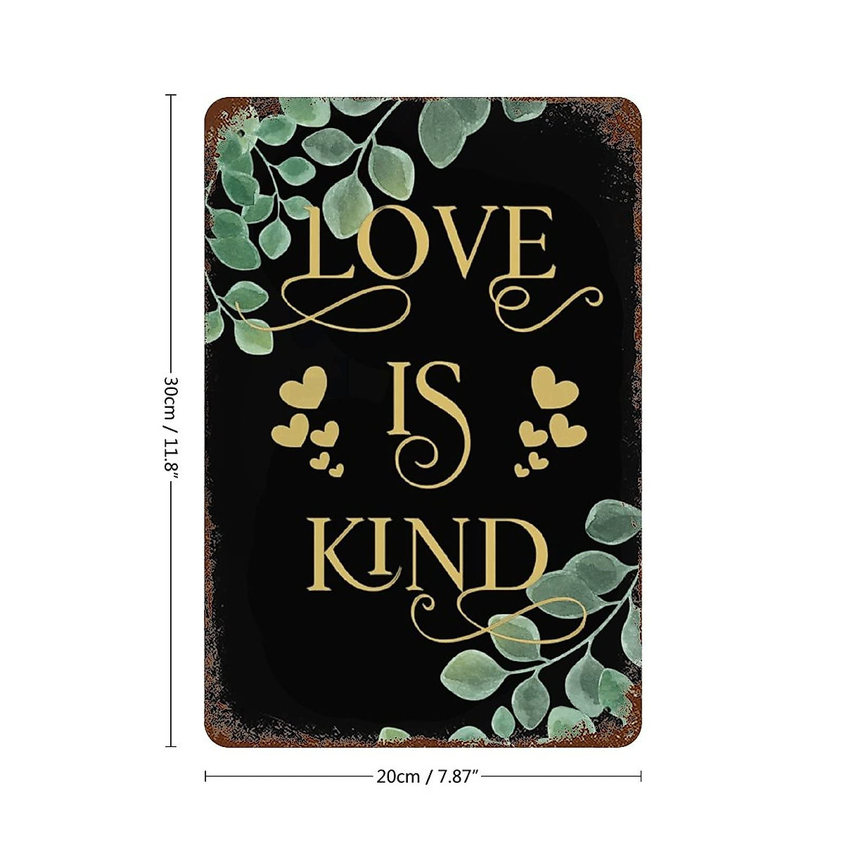 JPKIROZR retro Bible Verse Art Love Is Kind Eucalyptus tin sign metal poster wall plaque decoration bar cafe home garage cave club garden plant wall art minimalist decor, white-style-2, 11.8'x7.9'