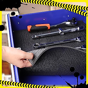 PABUSIOR Tool Box Liner for 12 inch Wide Drawer - 5mm Thick, 11.4 in Wide x 98 in, Double-Sided Non-Slip Toolbox Drawer Mat, Strong Grip Easy to Cut Garage Shelves, (Black)